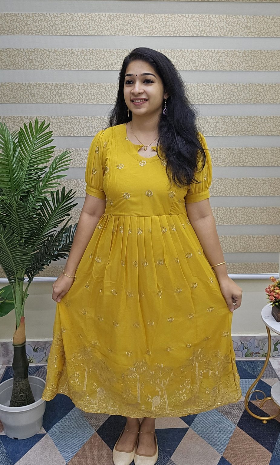 Normal/Part Wear/Embroidery/Frock-Yellow – Priya's Magic World